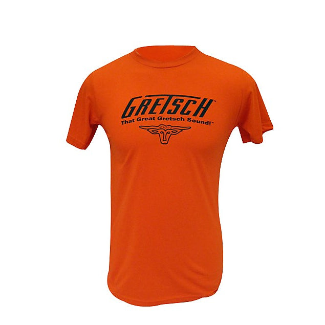 Gretsch T-Shirt - Steer Horns & Text Logos - Orange Finish (XL)